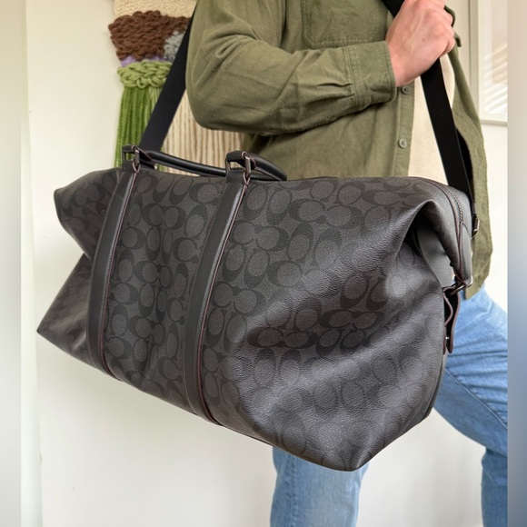 Coach | Bags | Coach Mens Trekker Bag 52 Black Logo Gotham Duffel Bag ...